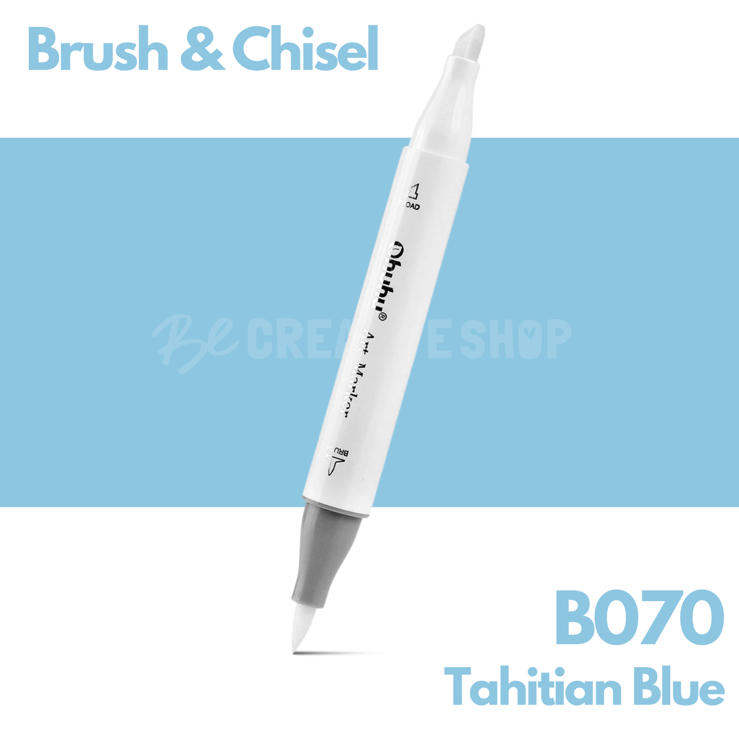 Ohuhu Alcohol based Art marker Brush & chisel - B070 Tahitian Blue | Be ...