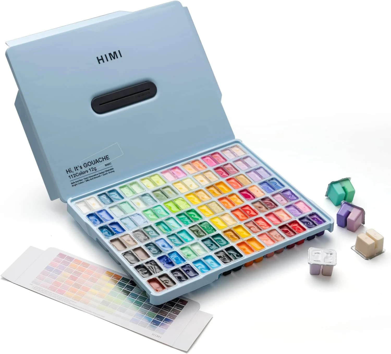 HIMI Gouache - set van 112 kleuren 12g - Twin split cups - Ice Blue ...