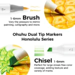 Creachick X Ohuhu Alcohol markers Brush & chisel set van 6 - Basic Tone | Be Creative Shop